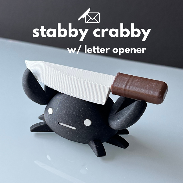 Stabby Crabby, Jace Crab with letter opener – Jace and Judy